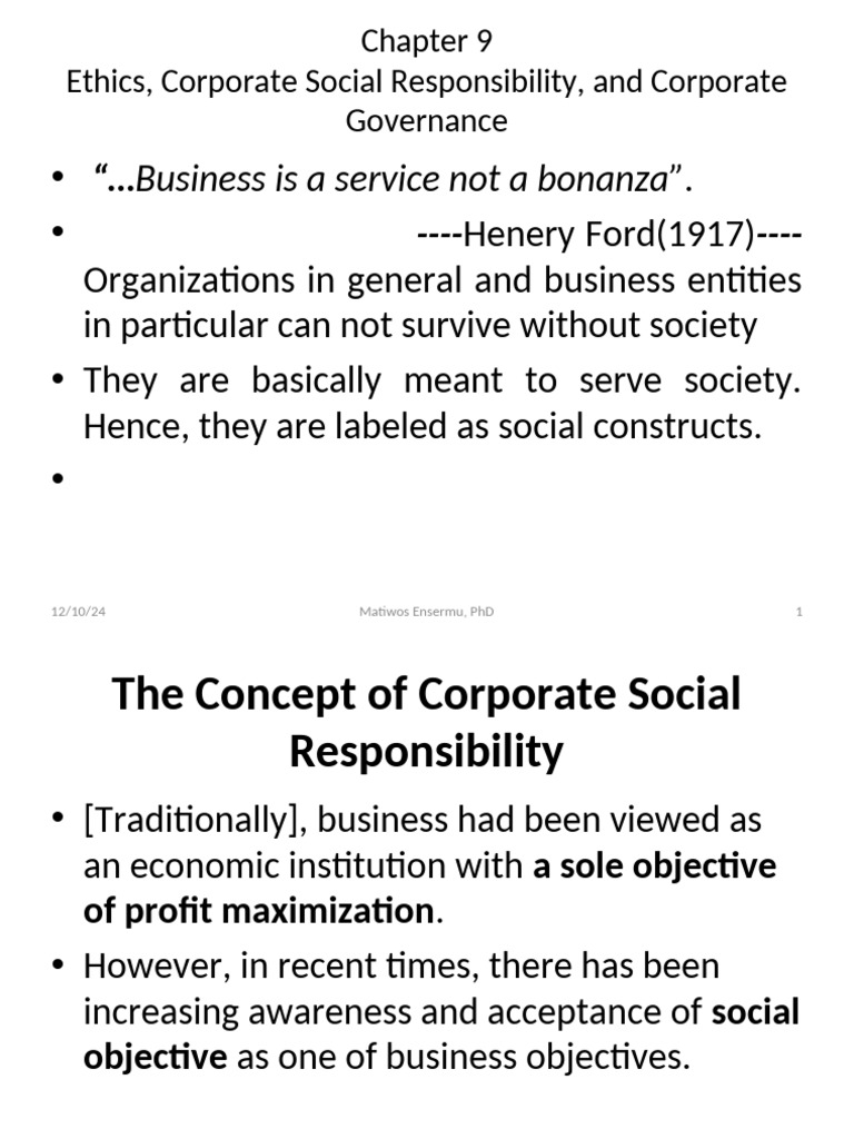 Chapter9. Ppt CSR | PDF | Corporate Social Responsibility | Corporate Governance