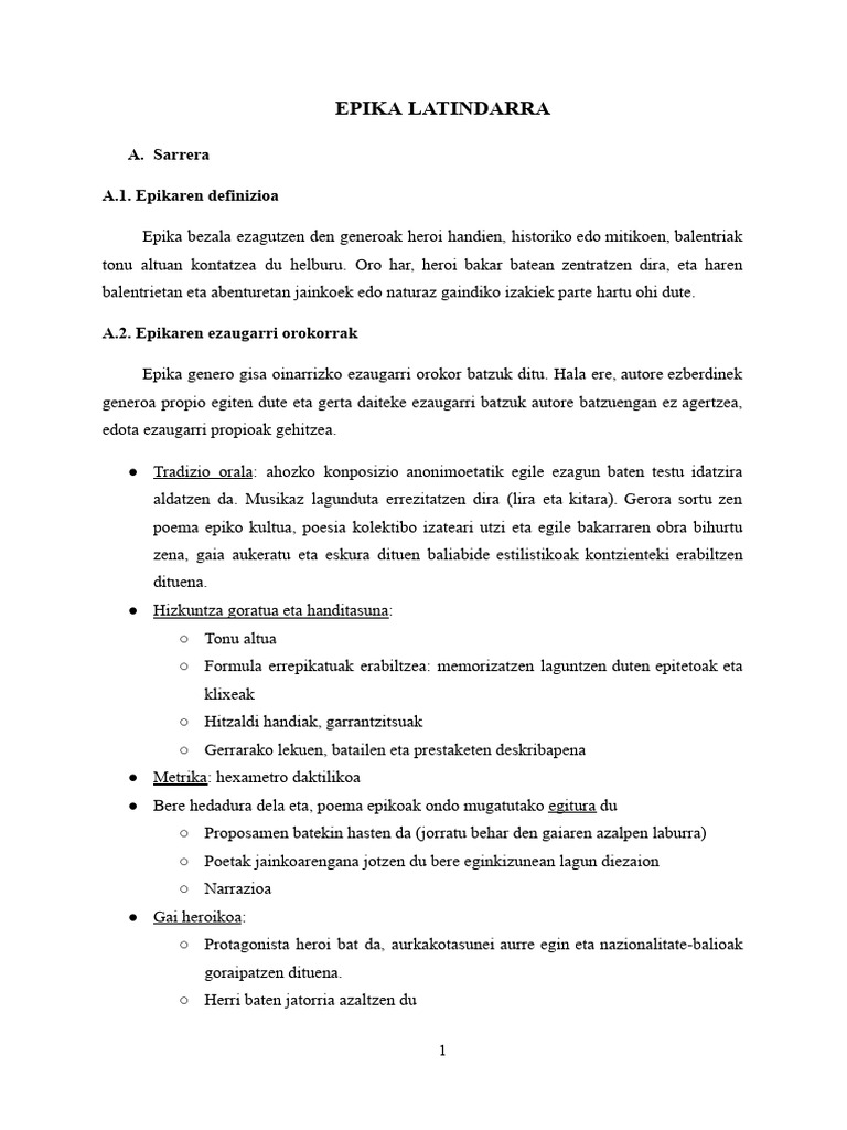 Epika Latindarra (Aemilius) | PDF