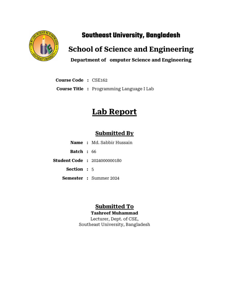 CSE162 Programming Lab Report | PDF | Computer Engineering | Computer ...