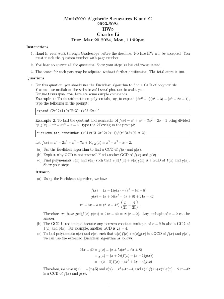 2024math2070hw5sol | PDF | Matrix (Mathematics) | Ring (Mathematics)
