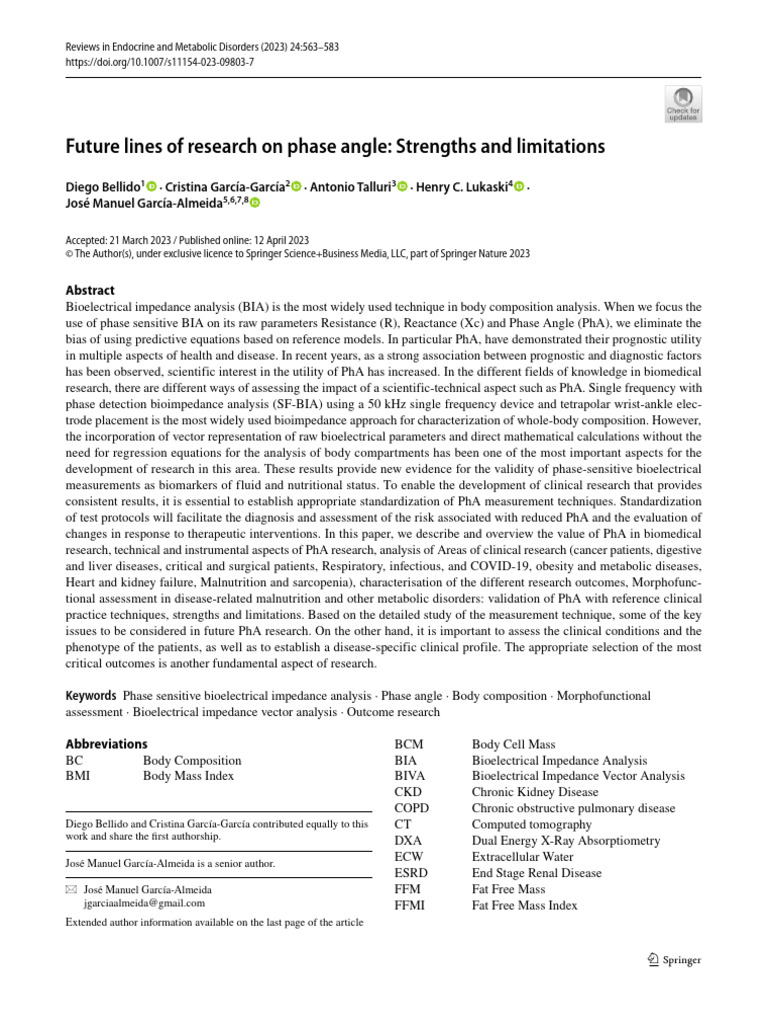 Future Lines of Research on Phase Angle | PDF