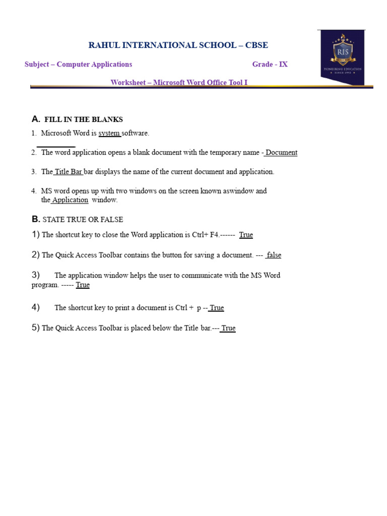 Adarsh Shukla - Worksheet - Using Word | PDF