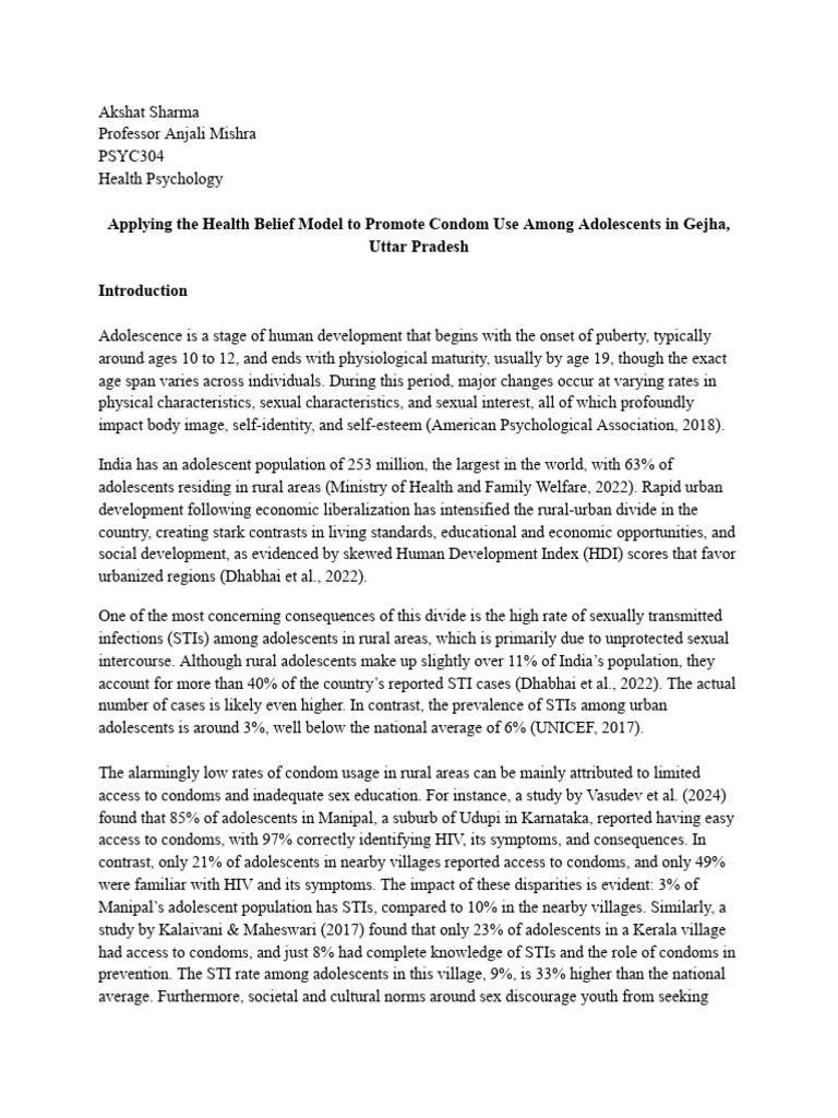 Using The Health Belief Model To Promote Condom Use Among Adolescents ...