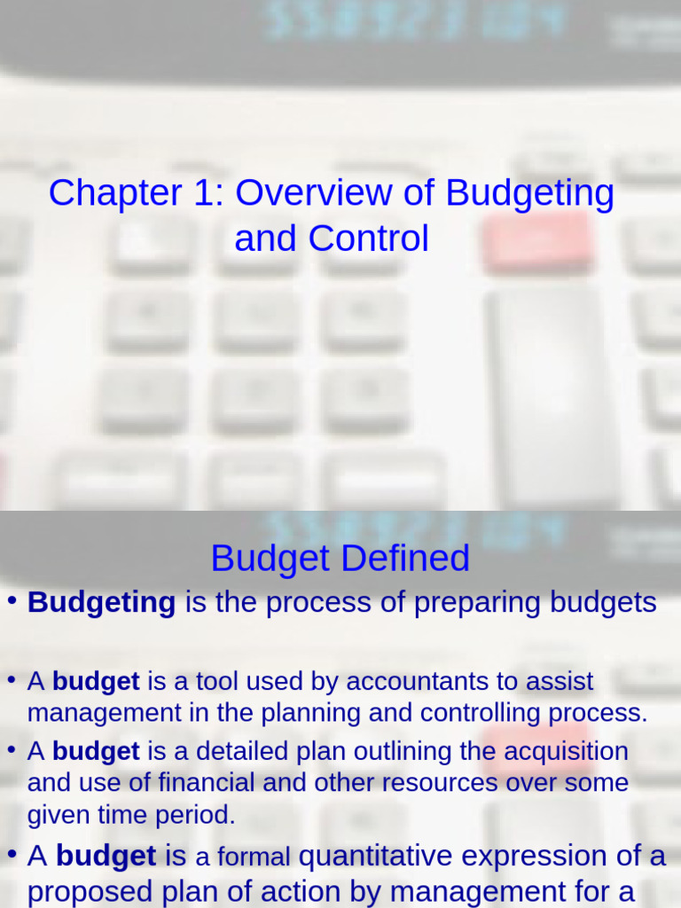 Chapter 1- Budgeting and Control | PDF | Forecasting | Goal