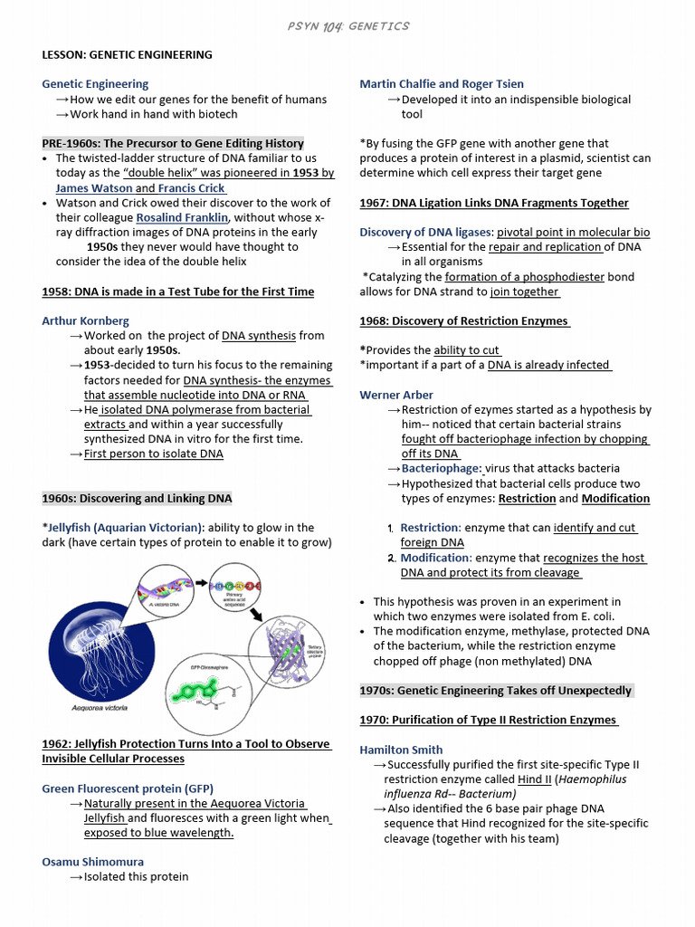 Genetic Engineering: A Historical Overview | PDF | Recombinant Dna ...