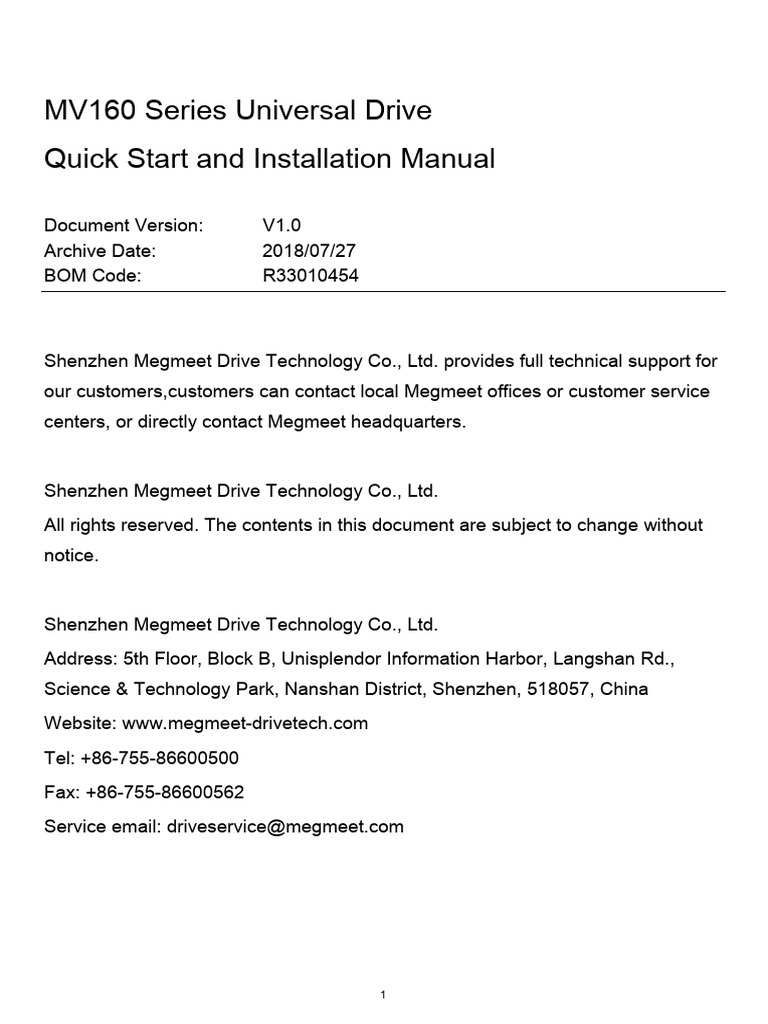 MV160 Series GP Drive Quick Start and Installation Manual | PDF | Parameter (Computer ...