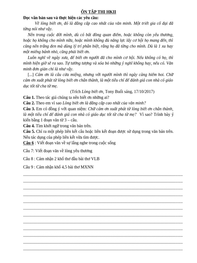 ÔN TẬP THI HKII TP 20- 4 | PDF