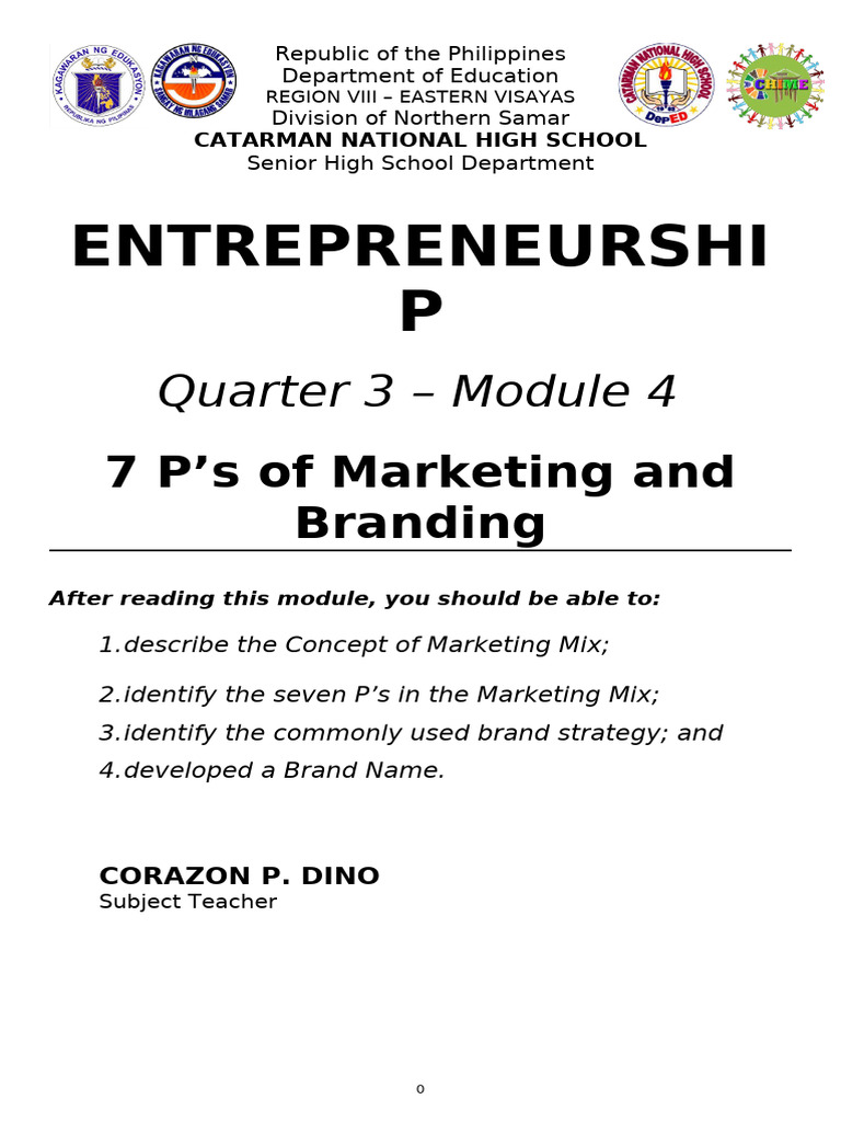 Q3 M4 Entrep Lecture | PDF | Marketing | Brand