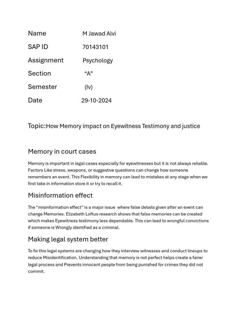 Psychology Assignment | PDF