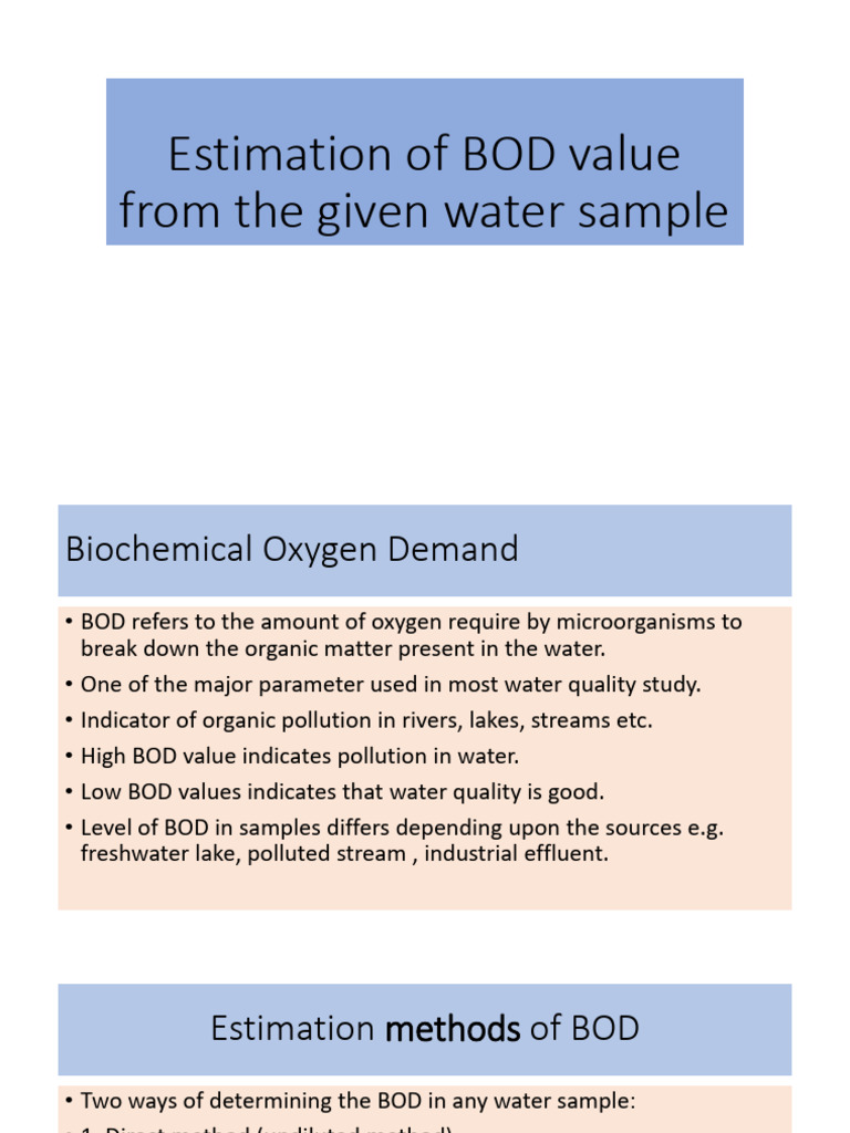Water Quality: BOD Estimation Guide | PDF | Materials | Chemistry