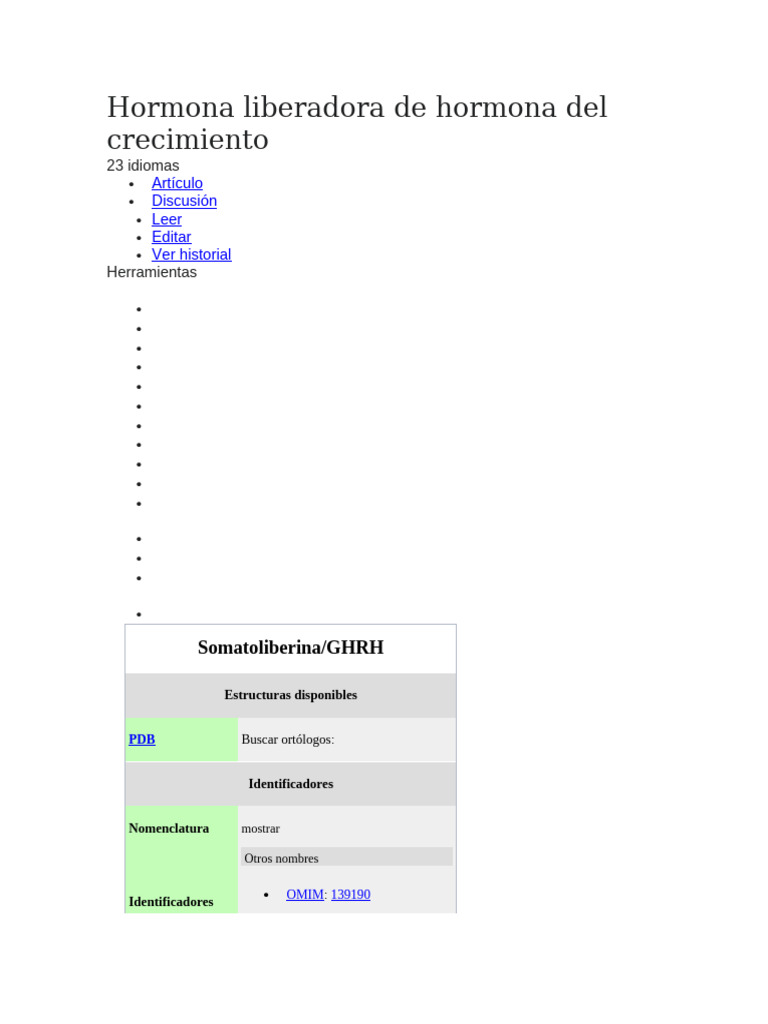 Hormona Liberadora de Hormona Del Crecimiento | PDF | Endocrinología ...