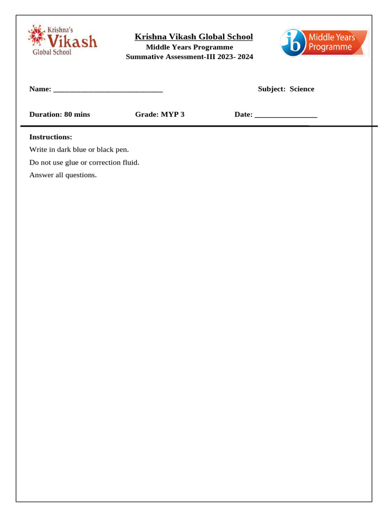 Summative - Assessment III - MYP 3 CBSE | PDF | Reflection (Physics ...