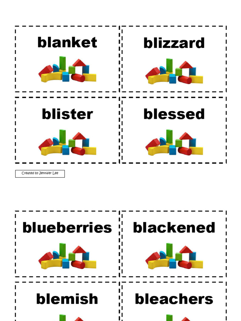 Blending Blocks - Words Beginning With An L Blend - Board Game | PDF