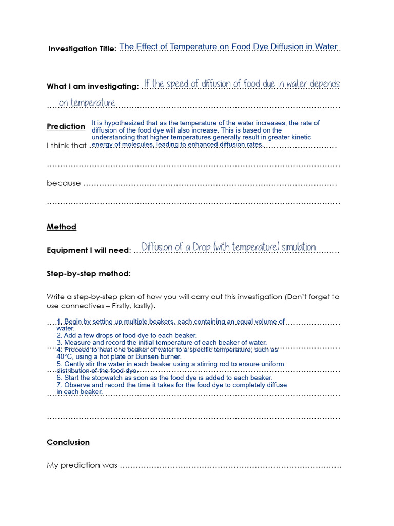 Temperature's Impact on Dye Diffusion | PDF | Diffusion | Temperature
