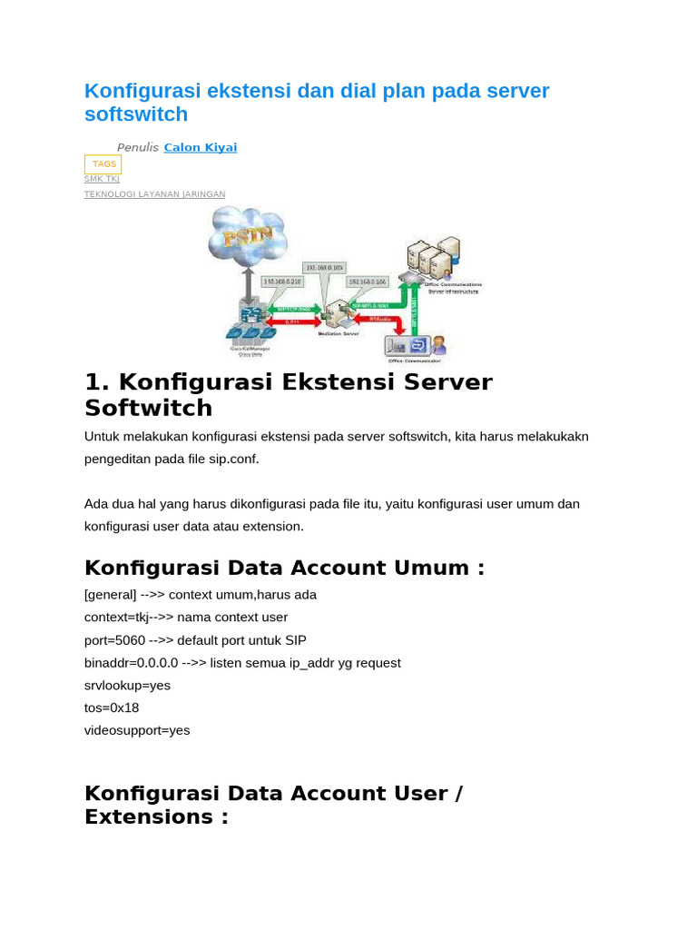 Konfigurasi VoIP: Ekstensi & Dial Plan | PDF
