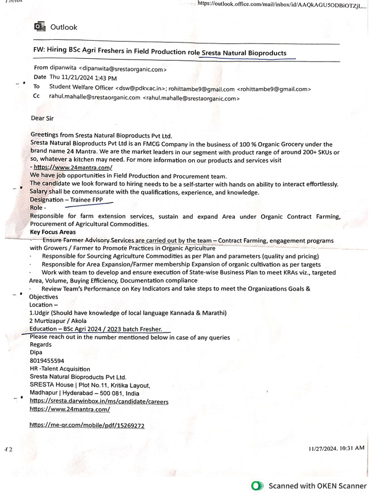 Sresta Natural Bioproducts | PDF