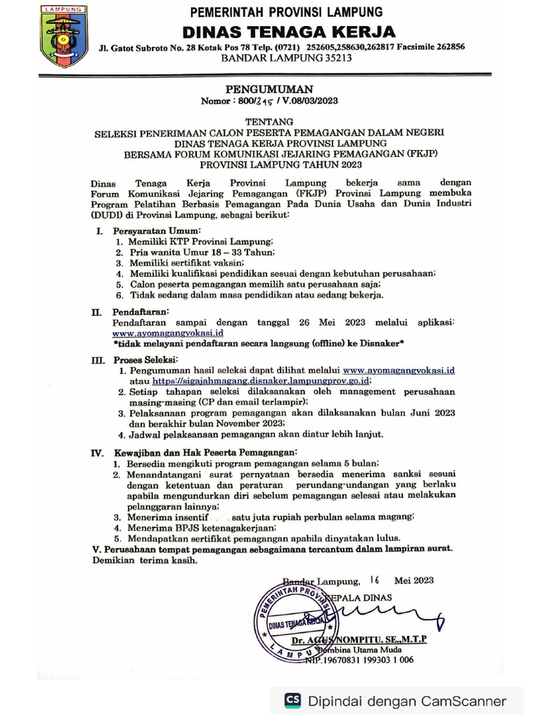 Pemagangan Disnaker | PDF