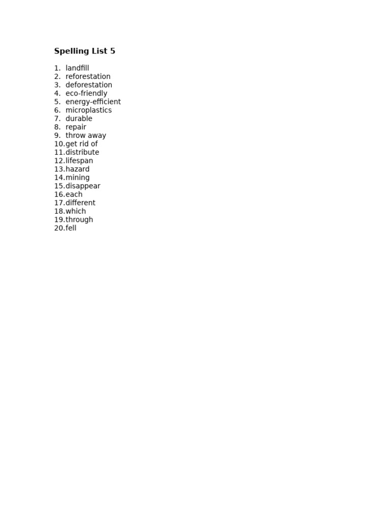 Spelling List 5 | PDF
