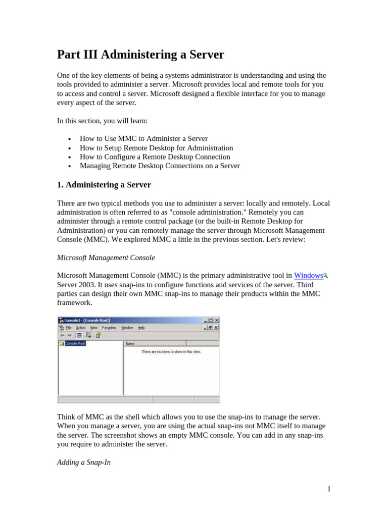 2 - Administering A Server | PDF | Remote Desktop Services | Server (Computing)