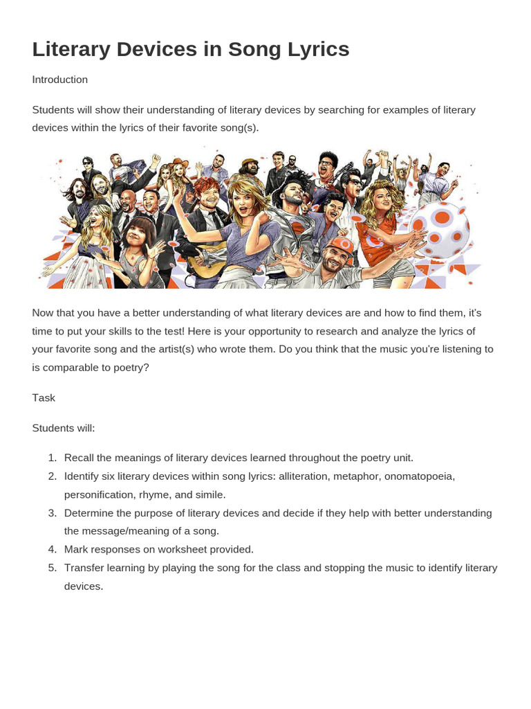 Literary Devices in Song Lyrics | PDF | Poetry