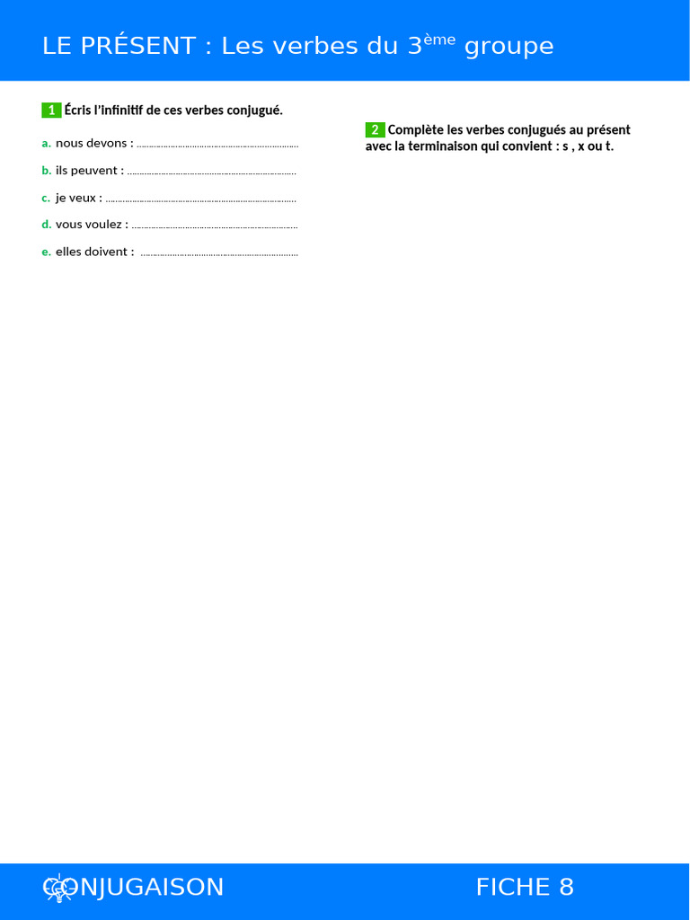 Conjugaison des verbes du 3ème groupe | PDF | Verbe | Conjugaison