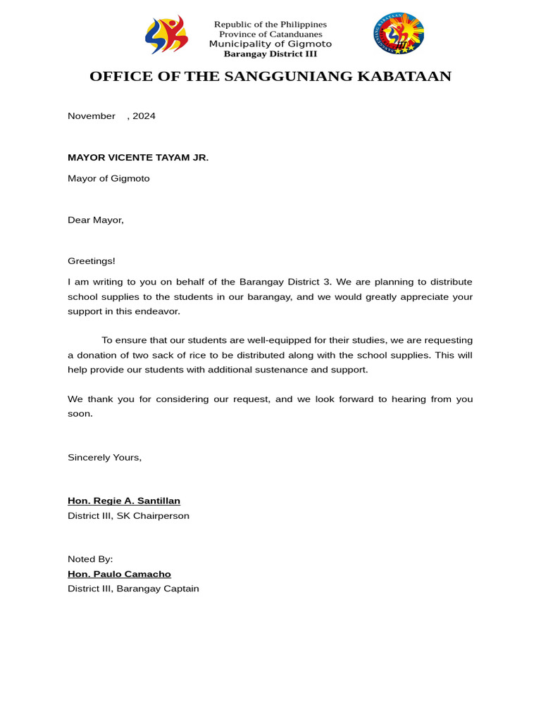 SOLICITATION LETTER For MAYOR | PDF