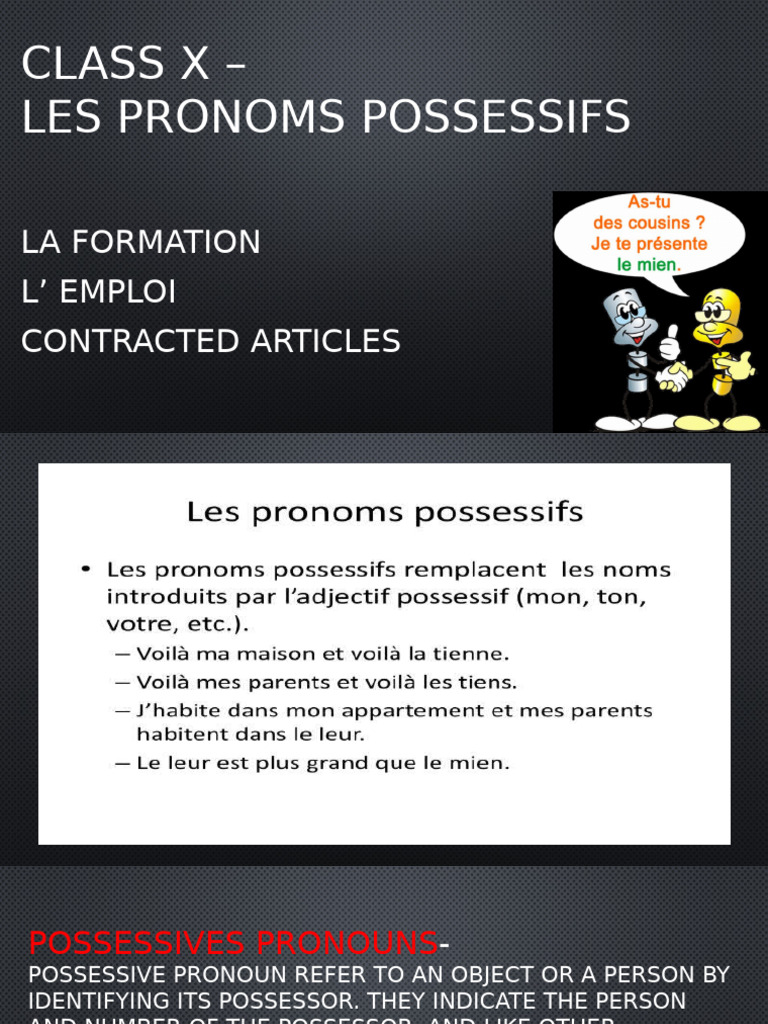 Pronoms Possessifs en Français : Formation et Emploi | PDF