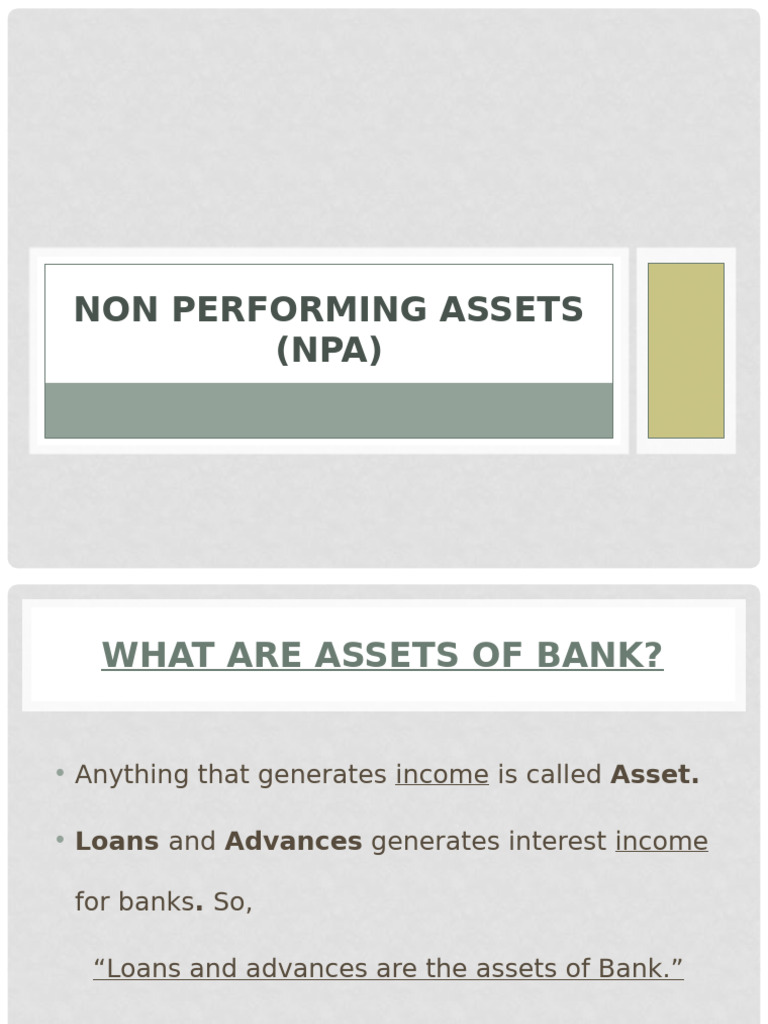 Understanding Non-Performing Assets (NPA) | PDF | Debt | Loans