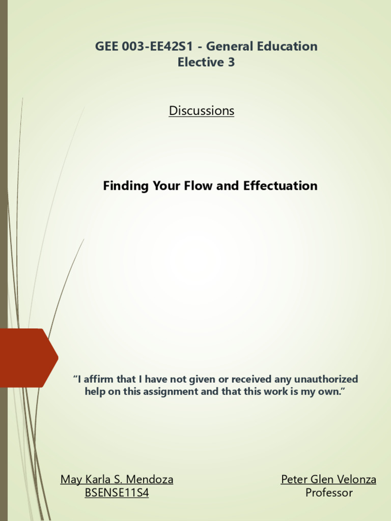 GEE_Mendoza D2 | PDF | Flow (Psychology) | Liberal Arts Education