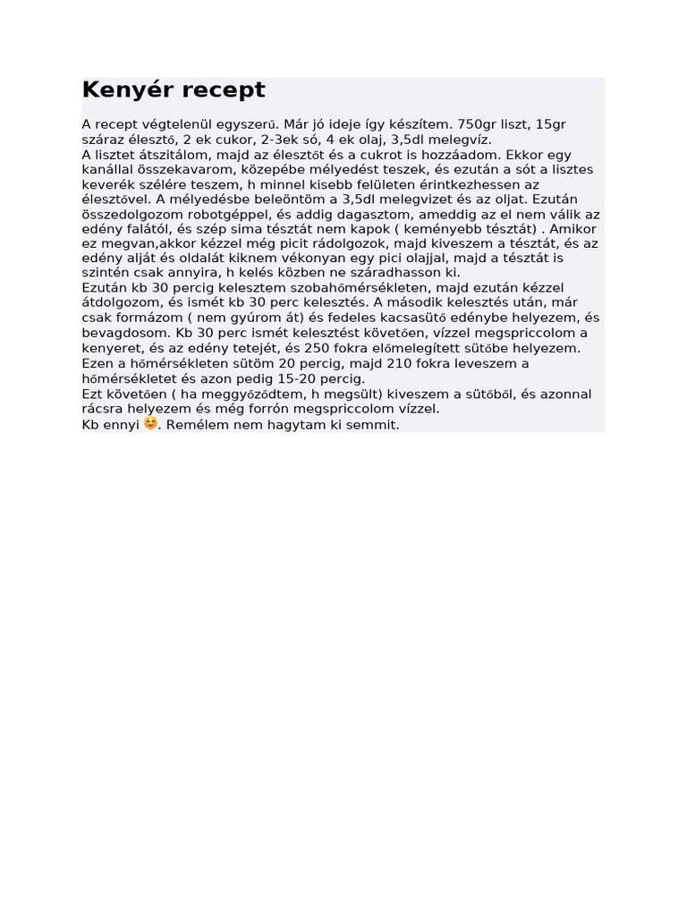 Kenyér Recept | PDF