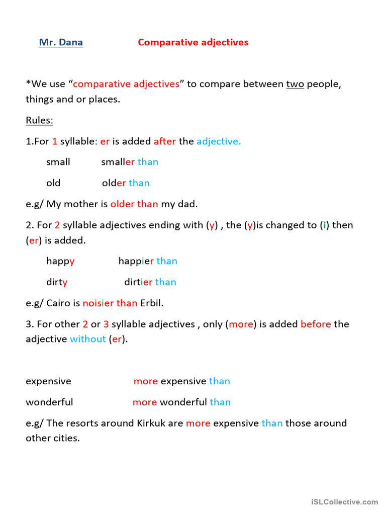 Comparative Adjectives | PDF