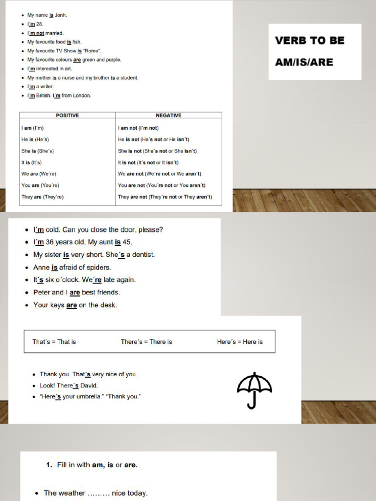 Verb To Be Simple Present | PDF