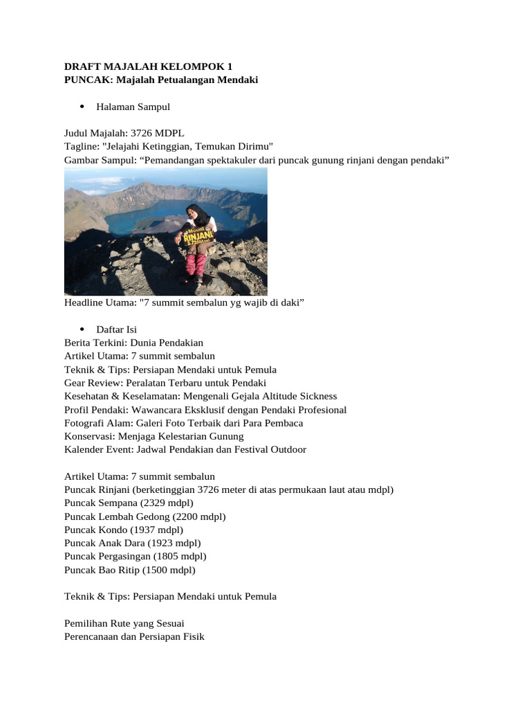 7 Summit Sembalun: Panduan Pendaki | PDF