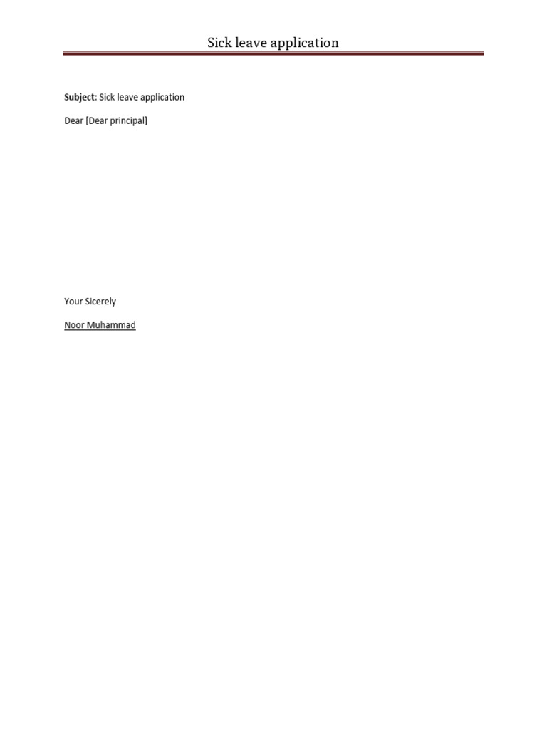 Sick Leave Application | PDF