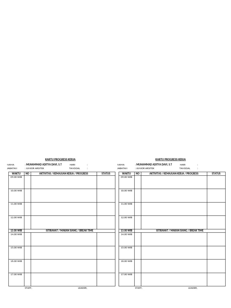 Kartu Progress Kerja Karyawan | PDF
