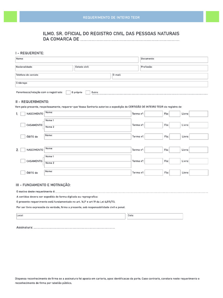 Requerimento de Inteiro Teor | PDF