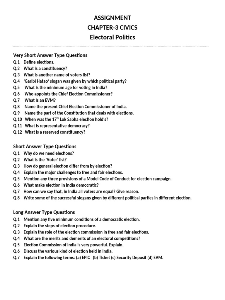 Assignment CH.3 Civics | PDF