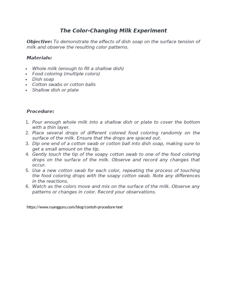 The Color Changing Experiment | PDF