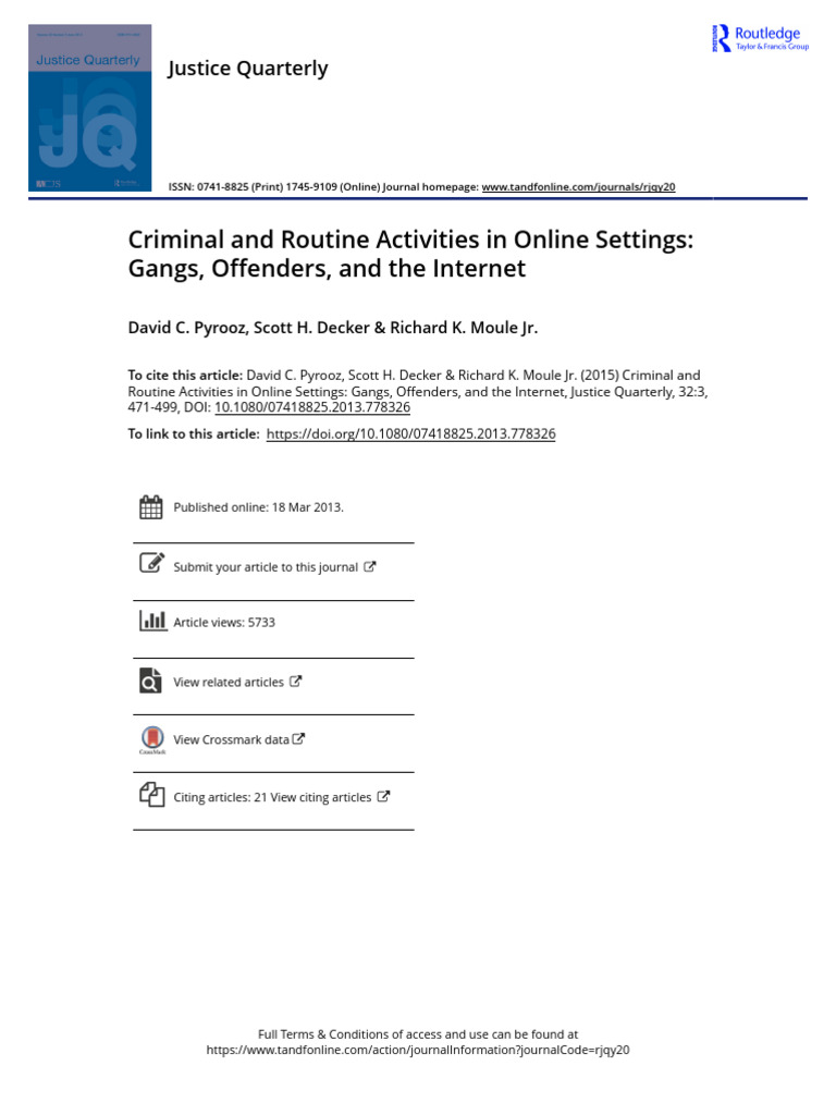 Criminal and Routine Activities in Online Settings Gangs Offenders and ...