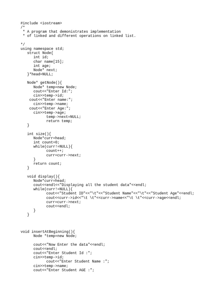 Lab_7_adding_node_at_the_beggining_in_singly_linked_list_using_c++ | PDF | Object Oriented ...