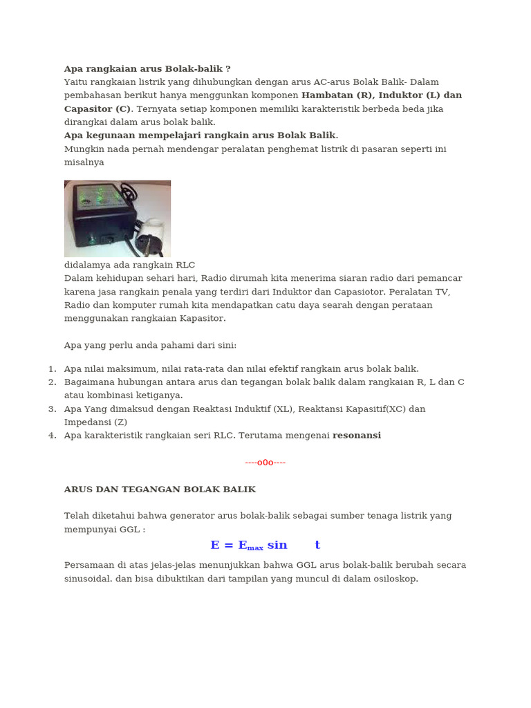 Apa rangkaian arus Bolak jobsheet 4 pak ilyas | PDF