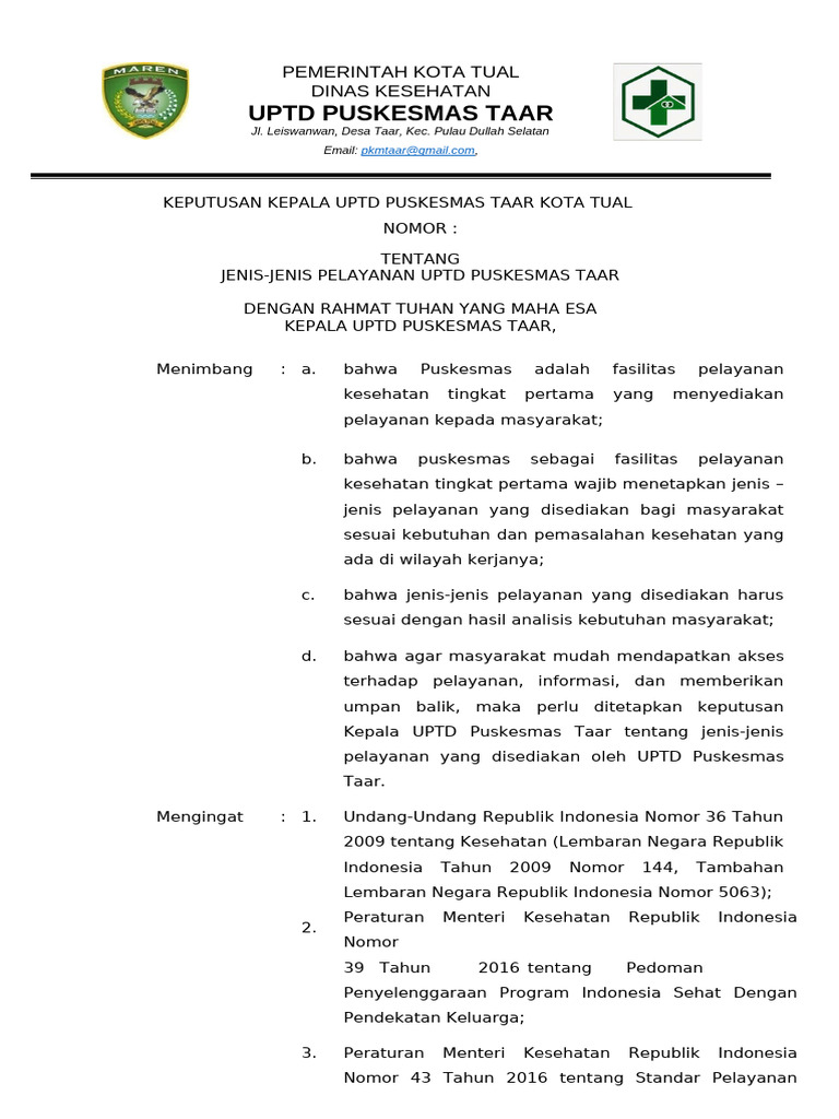 Layanan Puskesmas Taar | PDF