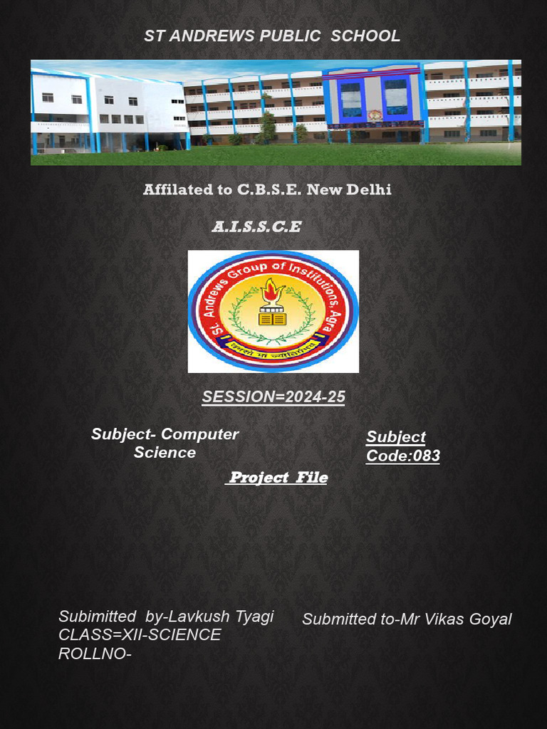 COMPUTER SCIENCE PROJECT | PDF | Software Engineering | Computing