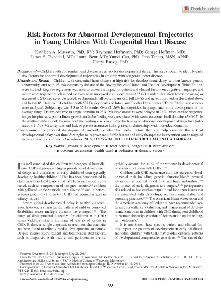 Risk Factors for Developmental Delays in CHD | PDF | Congenital Heart ...