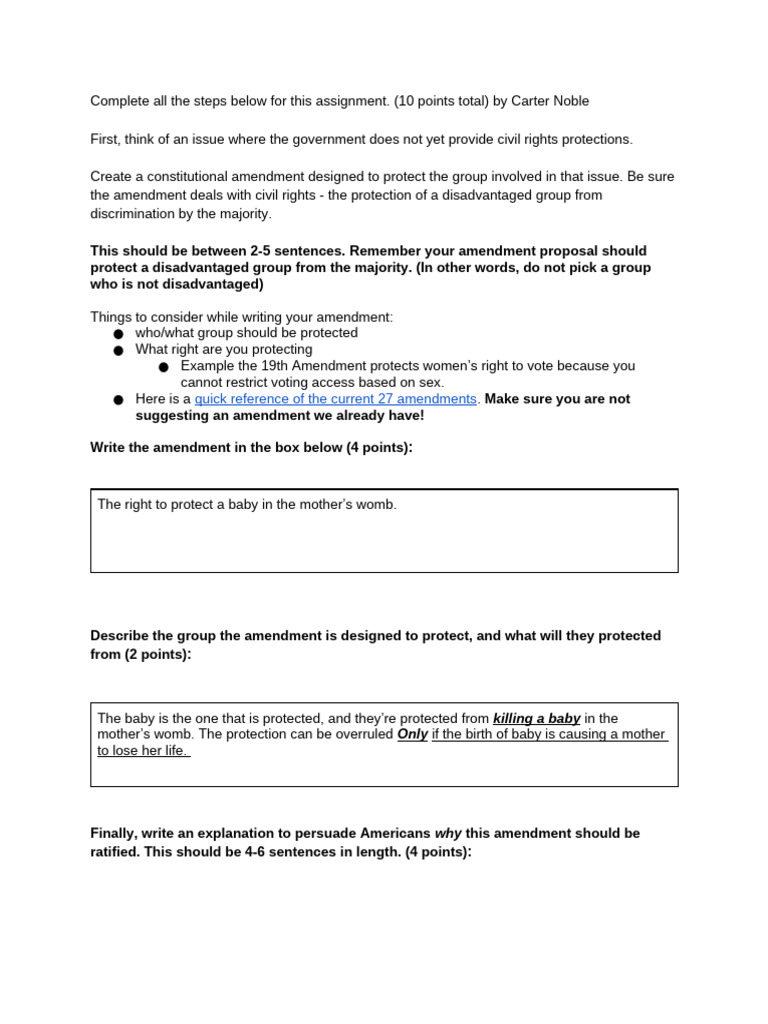 Unit 6 Sample Work - New Amendment | PDF