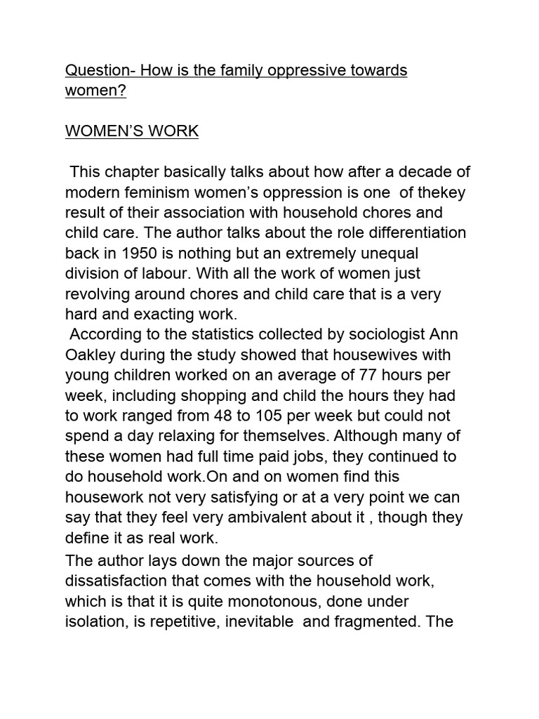 WOMEN’S WORK | PDF | Wife | Altruism
