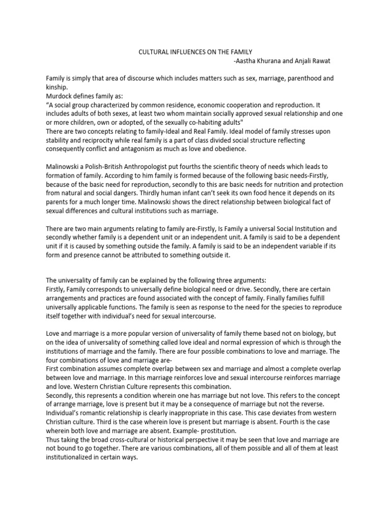 Cultural Influences on Family Dynamics | PDF | Family | Love