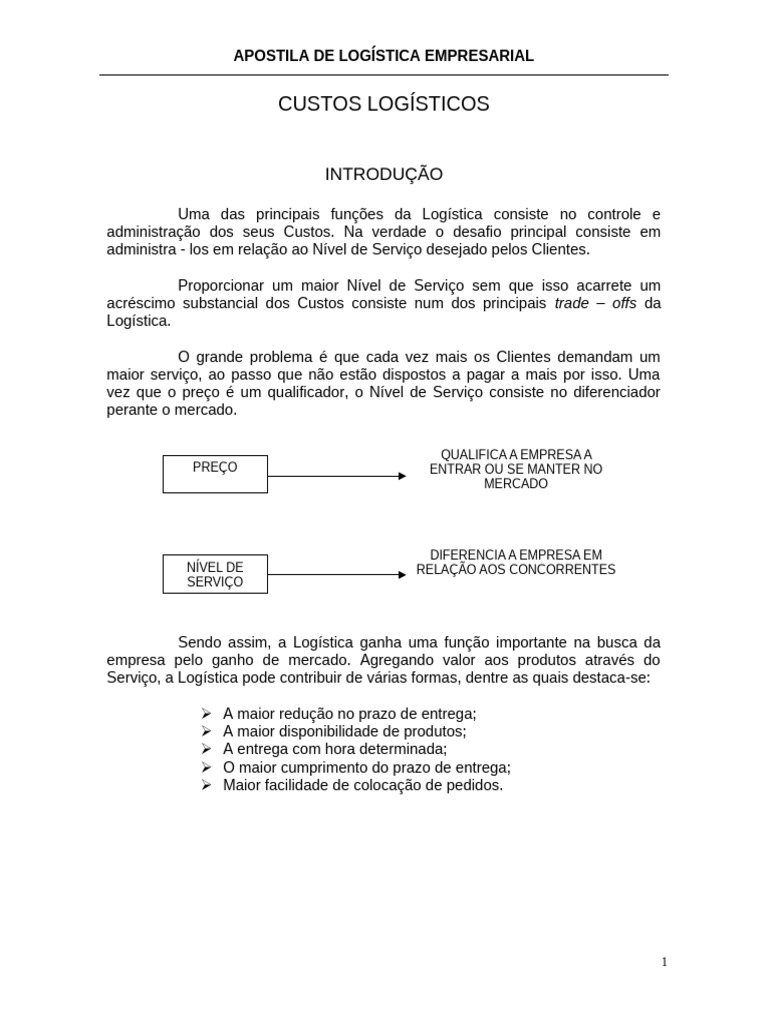 Custos Logísticos e Gestão Eficiente | PDF | Despesa | Logística