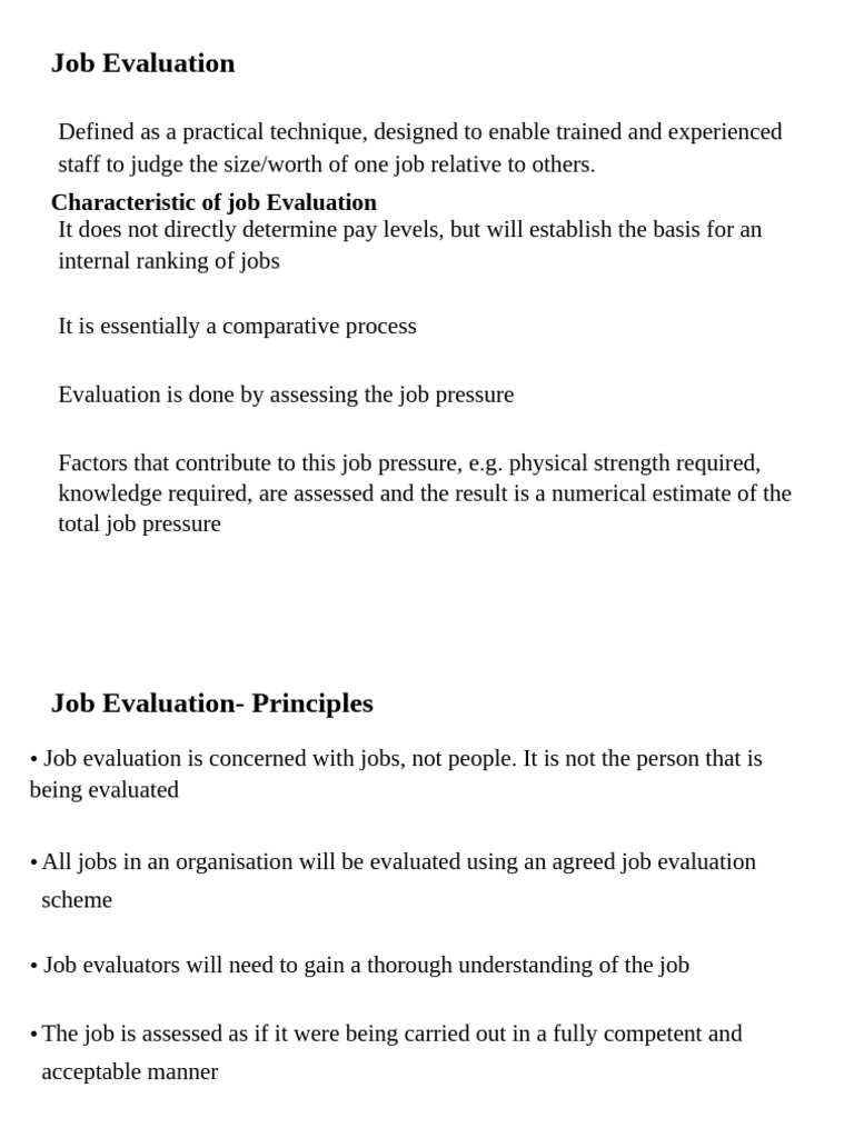 Job Evaluation: Methods and Principles | PDF | Evaluation | Psychology