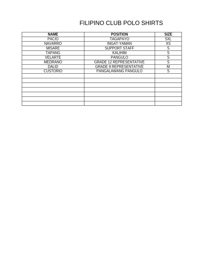 Filipino Club Shirt | PDF